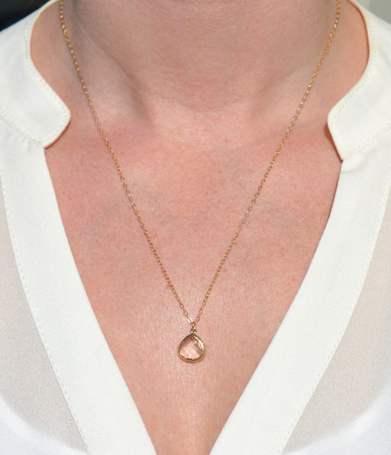 Small Crystal Pendant Necklace, Dainty Pendant Necklace, Minimalist ...
