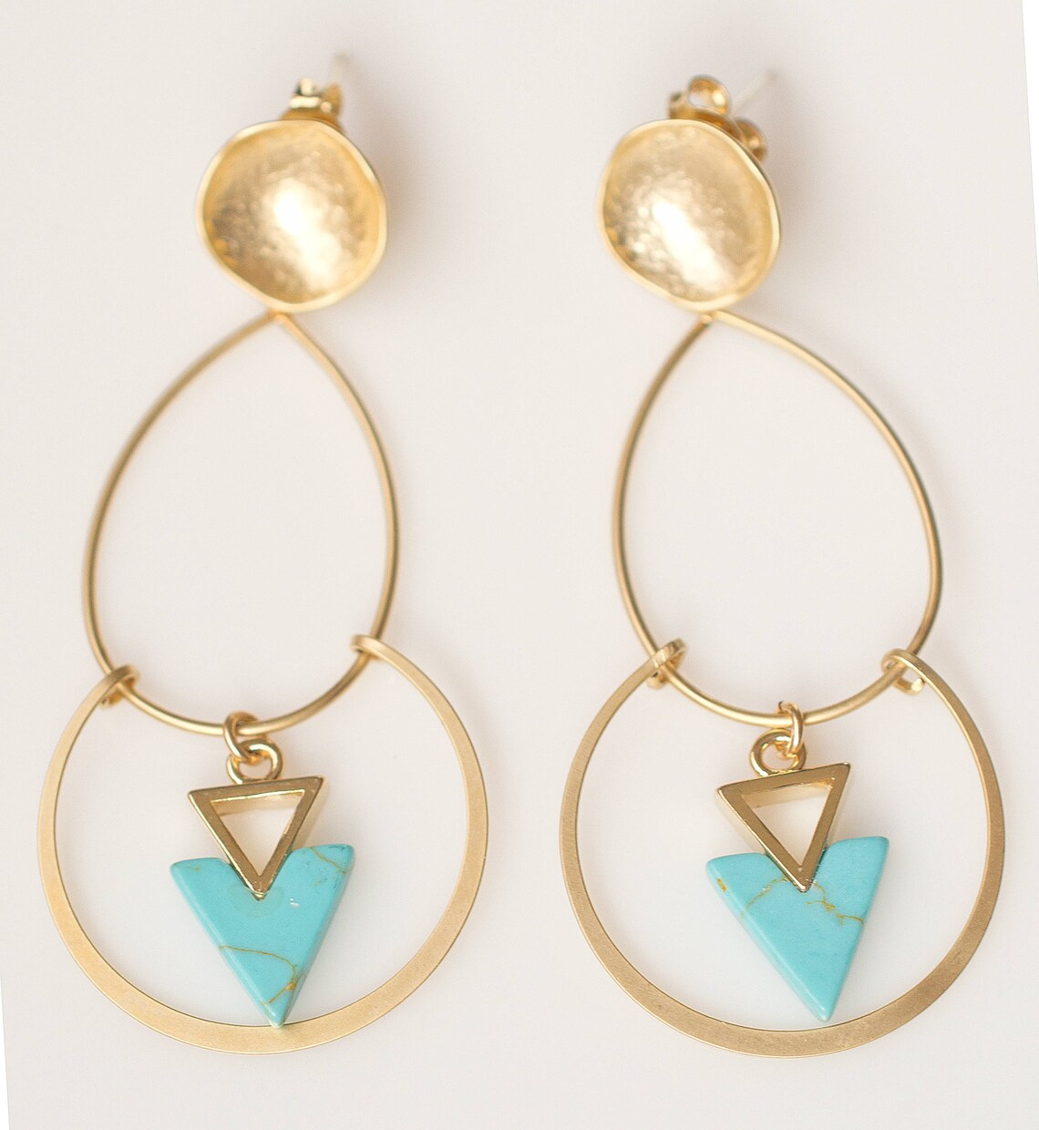 Turquoise Triangle Drop Earrings - Etsy