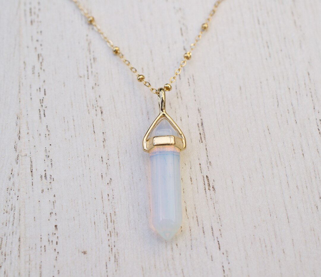 Opal Pendulum Necklace, Boho Crystal Necklace, Long Necklace - Etsy