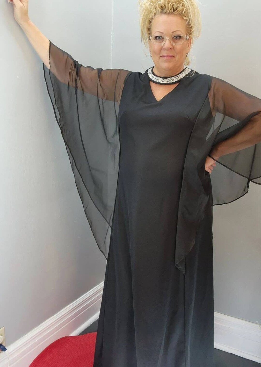 70s Lane Bryant Black Angel Wing Maxi Evening Gown 24 1/2 - Etsy