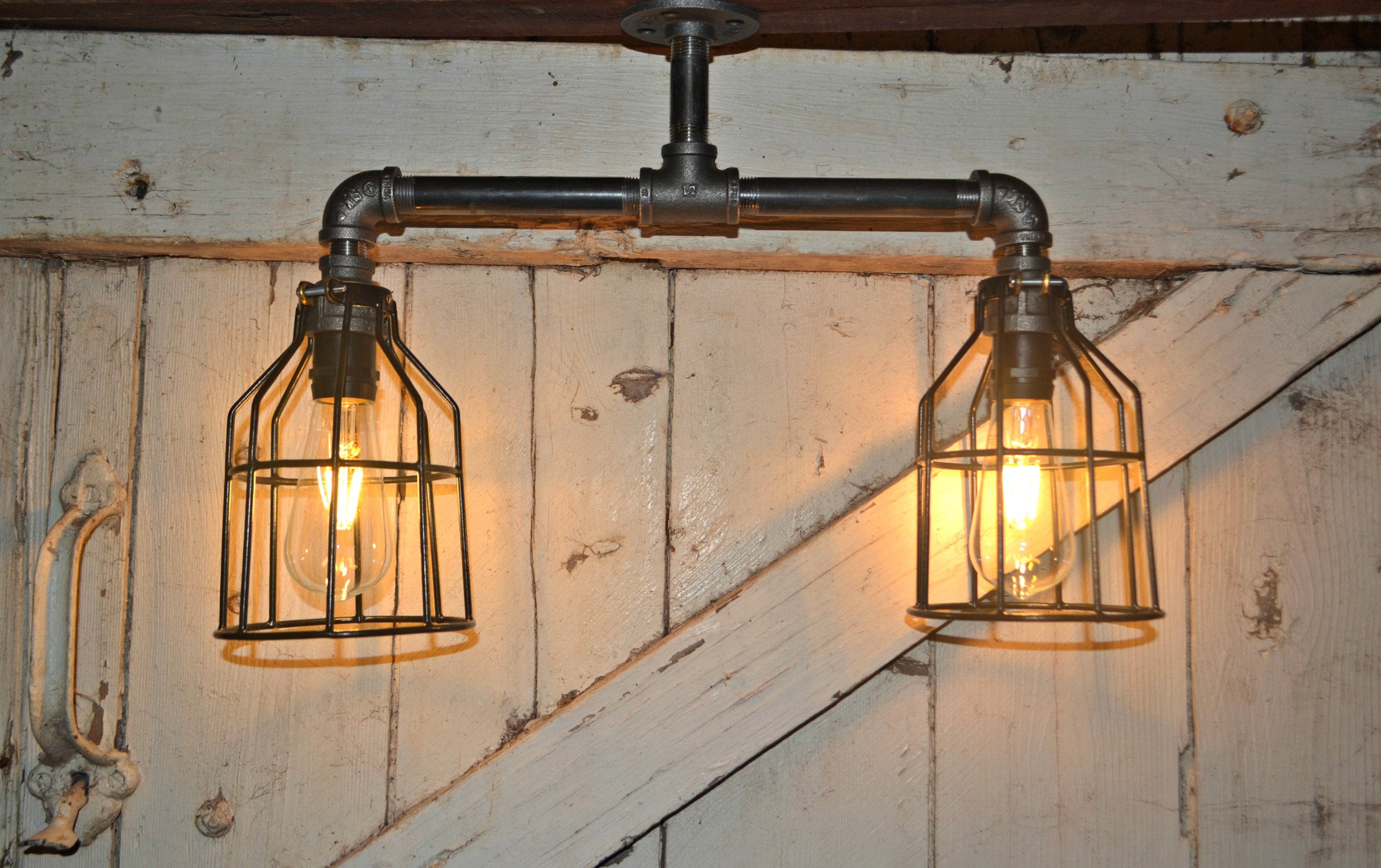 Industrial Black Pipe Ceiling Light Edison LED Bulbs - Etsy