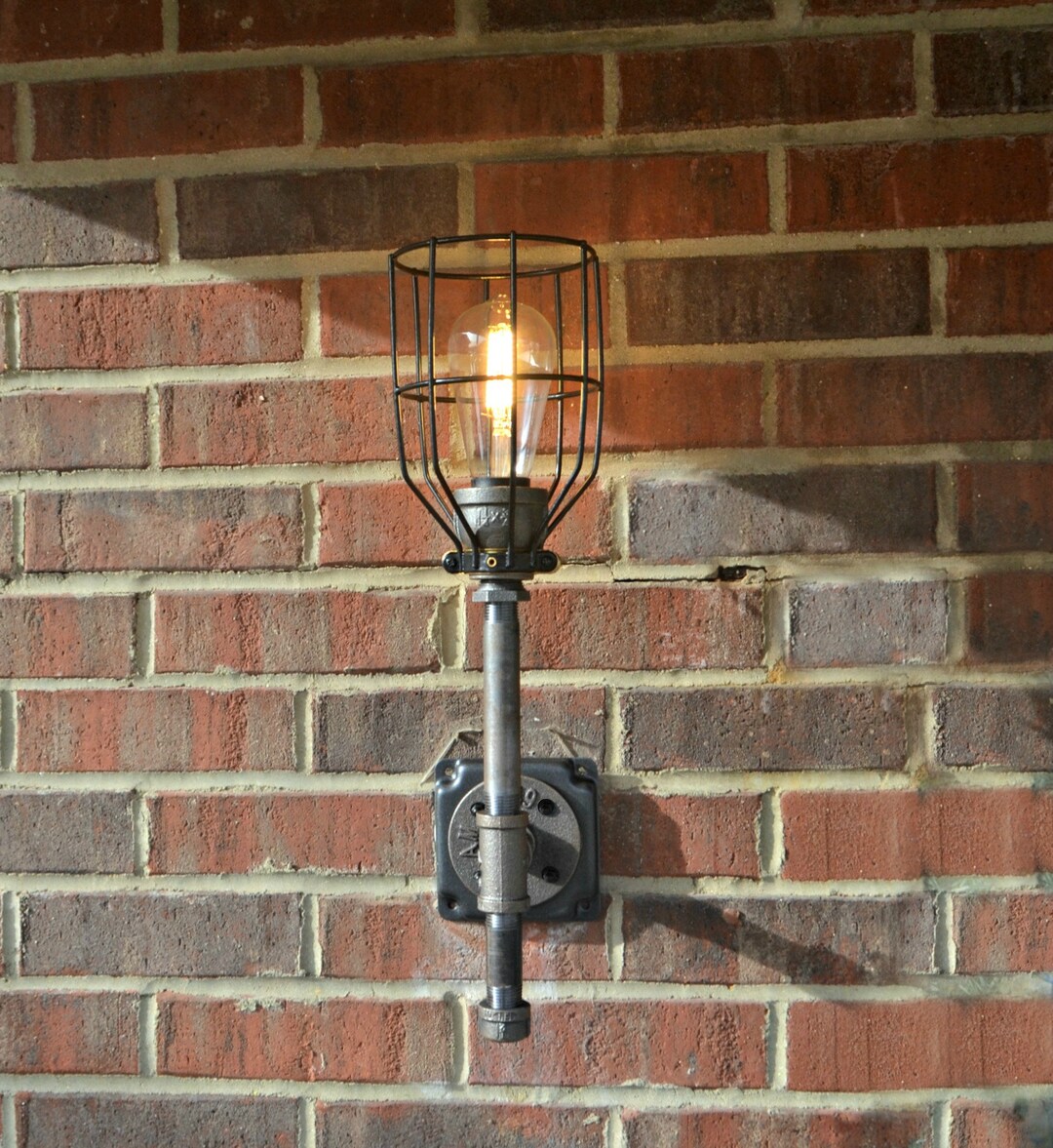 Pipe Light Sconce, Edison Bulb Included, Black Metal Lamp Fixture ...