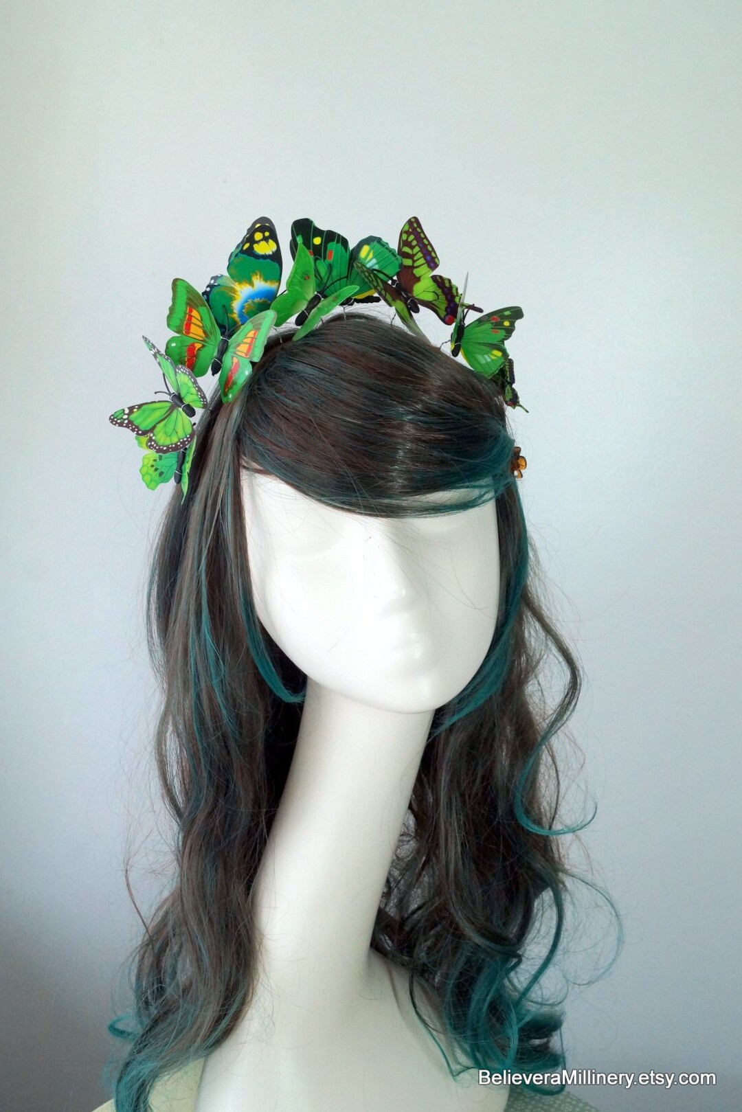 Green Butterflies Fascinator Headband Crown Race Day Carnival Festival ...