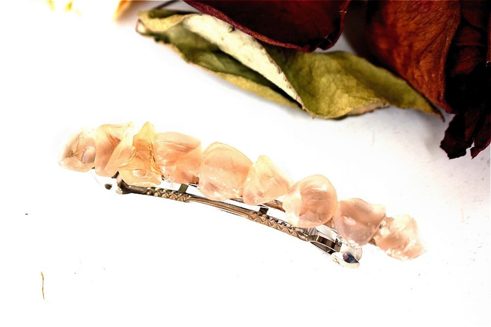 Sea Glass Barrette Salmon Peach Pink Hair Pin Clip Barettes - Etsy