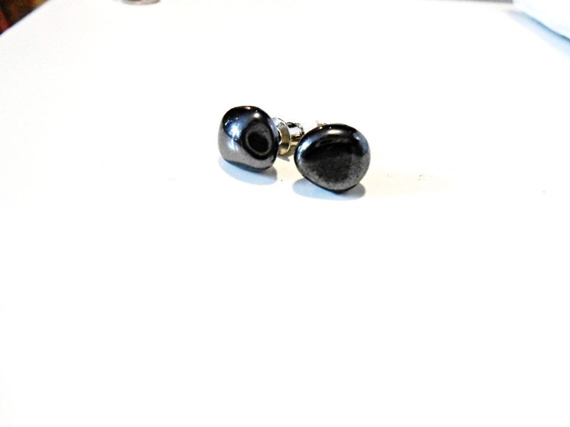 Raw Hematite Tiny Stud Earrings Surgical Steel Pins Healing Stone ...