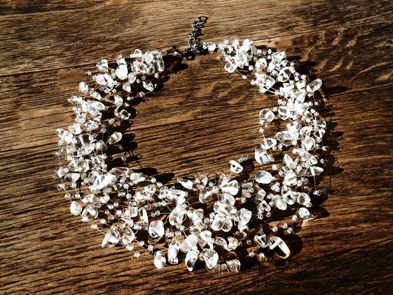 Raw Rock Crystal Clear Quartz Gemstone Floating Multistrand - Etsy