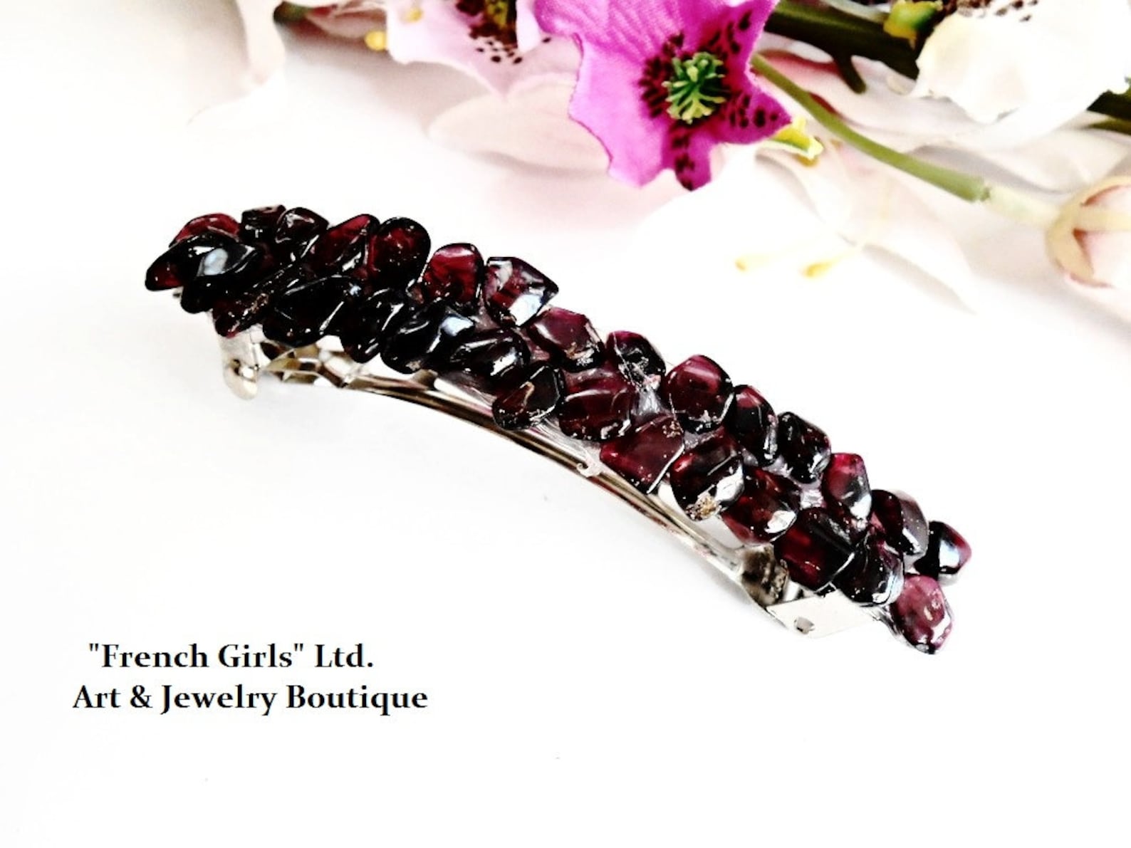 Raw Red Garnet Hair Barrette Dark Brown Cut Rough Gemstone Hair Pin ...
