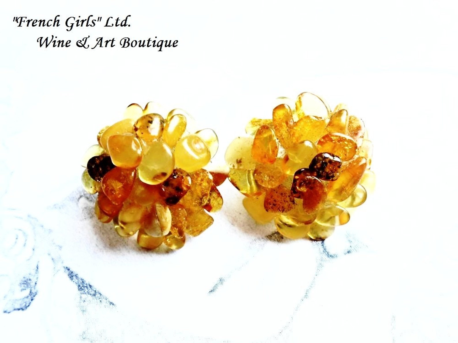Baltic Amber Clip on Earrings Yellow Floral Victorian Raw - Etsy