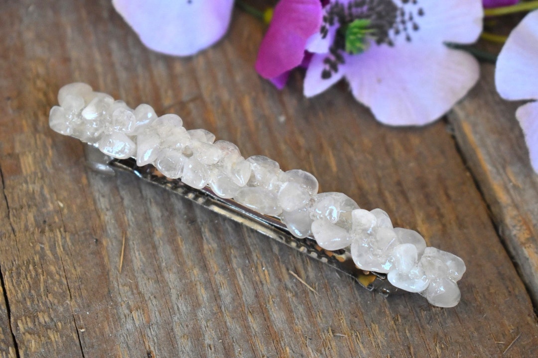 Raw Rose Quartz Barrette Pink Crystal Gemstone Hair Pin Clip Barettes ...