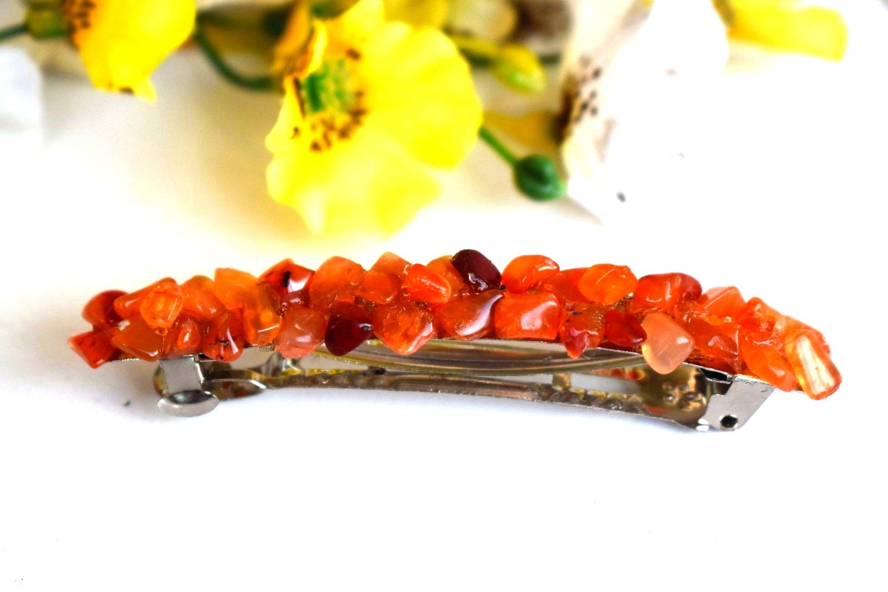 Raw Carnelian Barrette Red Gemstone Cut Rough Crystal Stone - Etsy