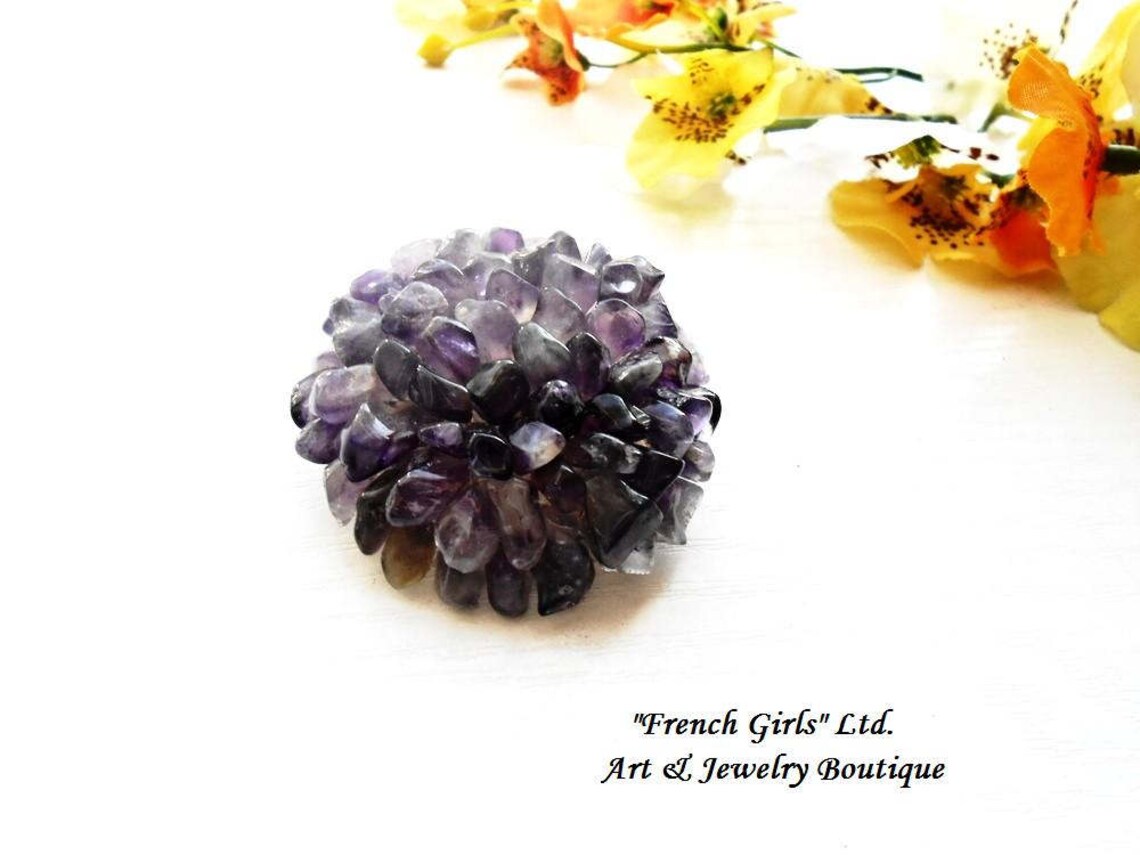 Raw Amethyst Purple Brooch Genuine Gemstone Victorian Brooch - Etsy