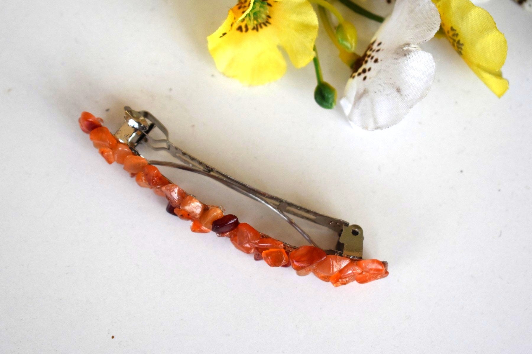 Raw Carnelian Barrette Red Gemstone Cut Rough Crystal Stone - Etsy