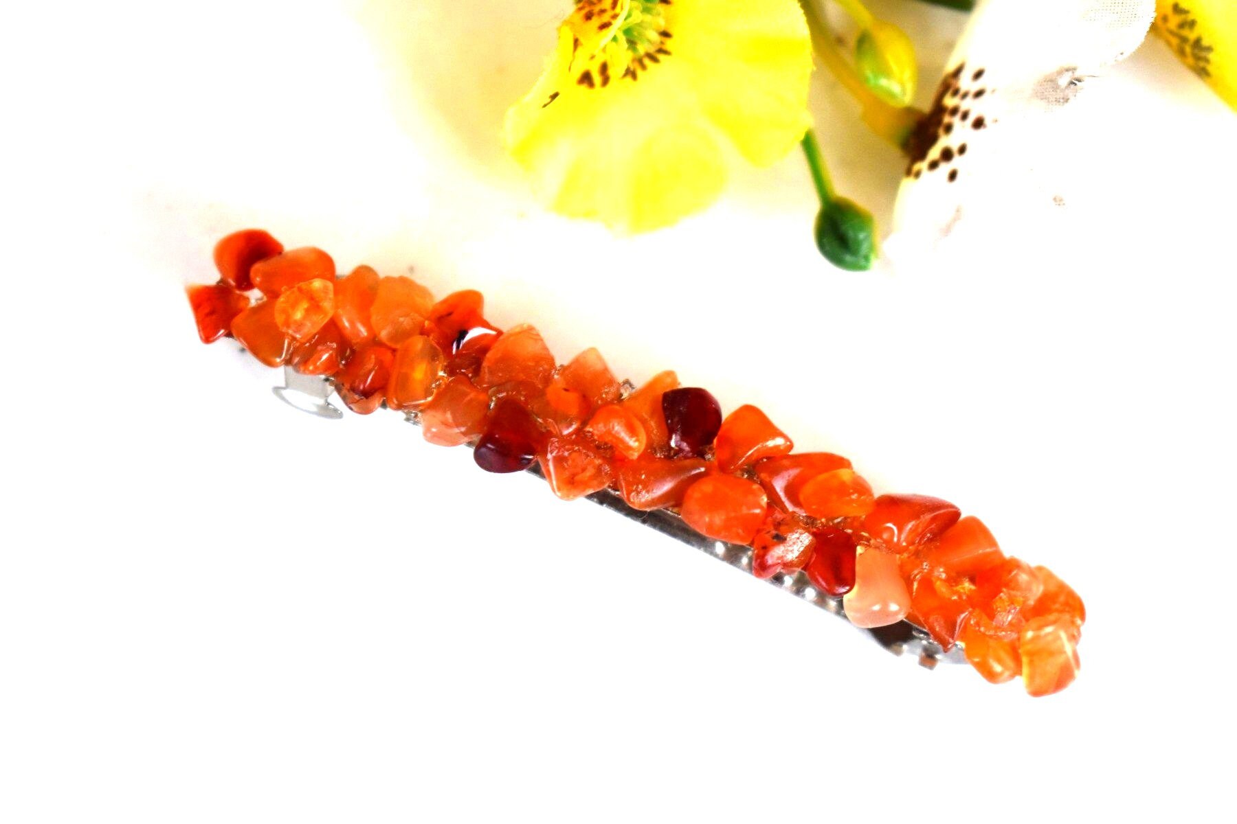 Raw Carnelian Barrette Red Gemstone Cut Rough Crystal Stone - Etsy