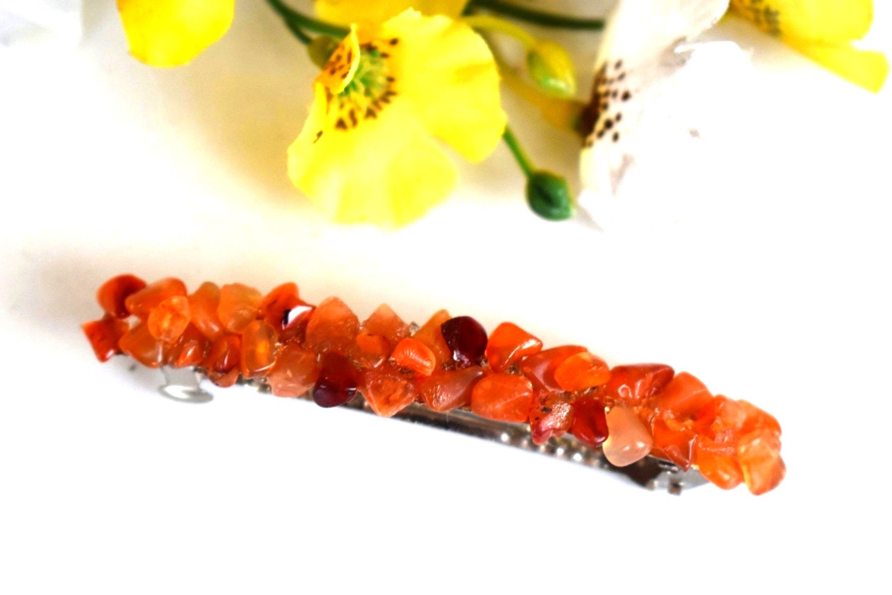 Raw Carnelian Barrette Red Gemstone Cut Rough Crystal Stone - Etsy