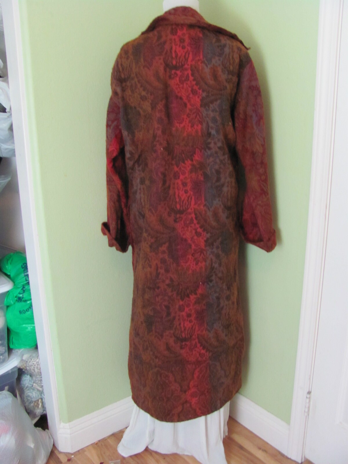 Beautiful Felt Wool Burgundy Red Extra Long Jacket Blazer Ladies Women ...