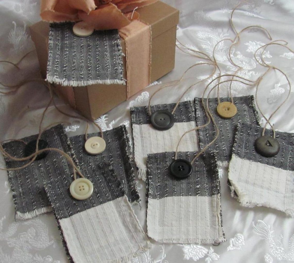 8 Beautiful Textured Fabric & Buttons Gift Hang Tags Journal ...