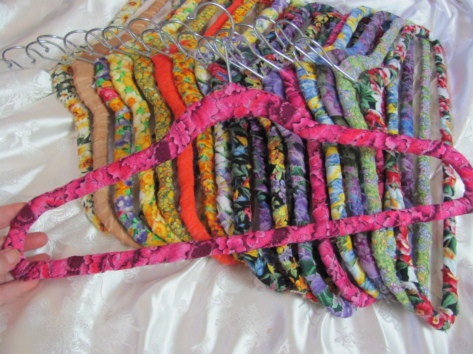 Beautiful Clothes Hangers Fabric Wrapped Covered Decorated With ...