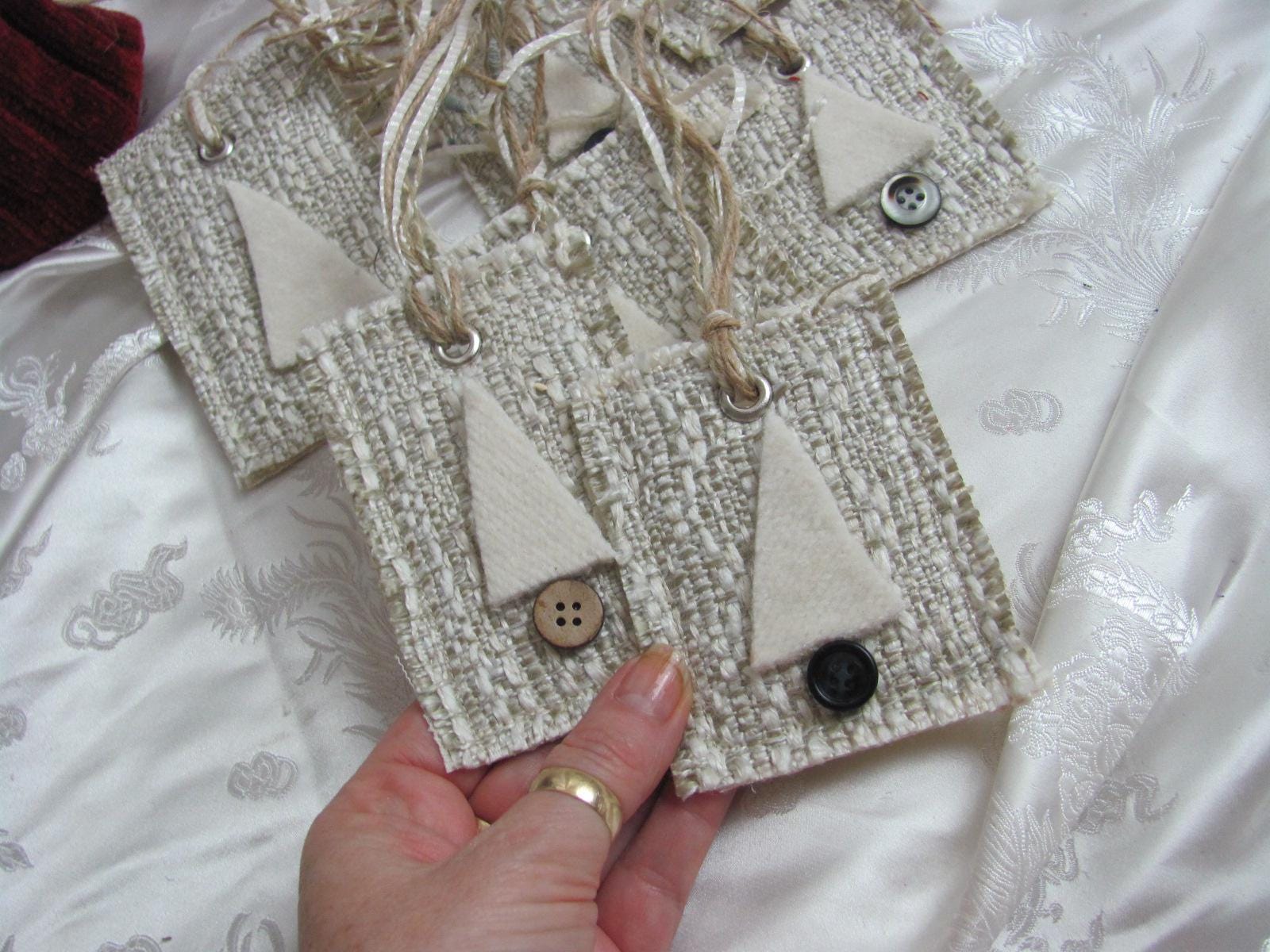 8 Beautiful Unique Fabric Gift Hang Tags Christmas // Handmade Original ...