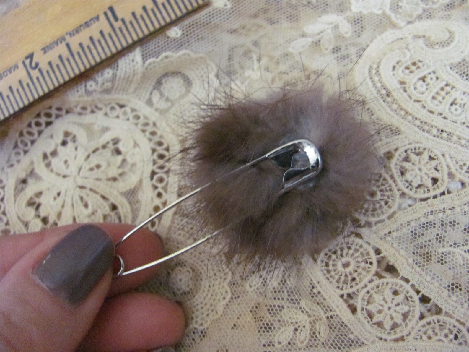 Vintage Brown Mink Fur Brooch Lapel Pin 1.5 Pom Silver - Etsy
