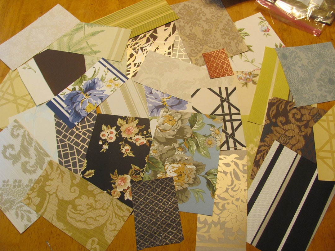 Lot of Wallpaper Pieces Scraps - Assorted Pattern Designs Metallic ...