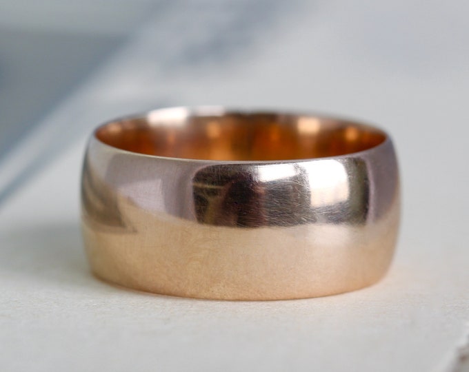 Antique 14k Wide Rose Gold Band, 9mm Wedding Stacking Statement Ring - Etsy