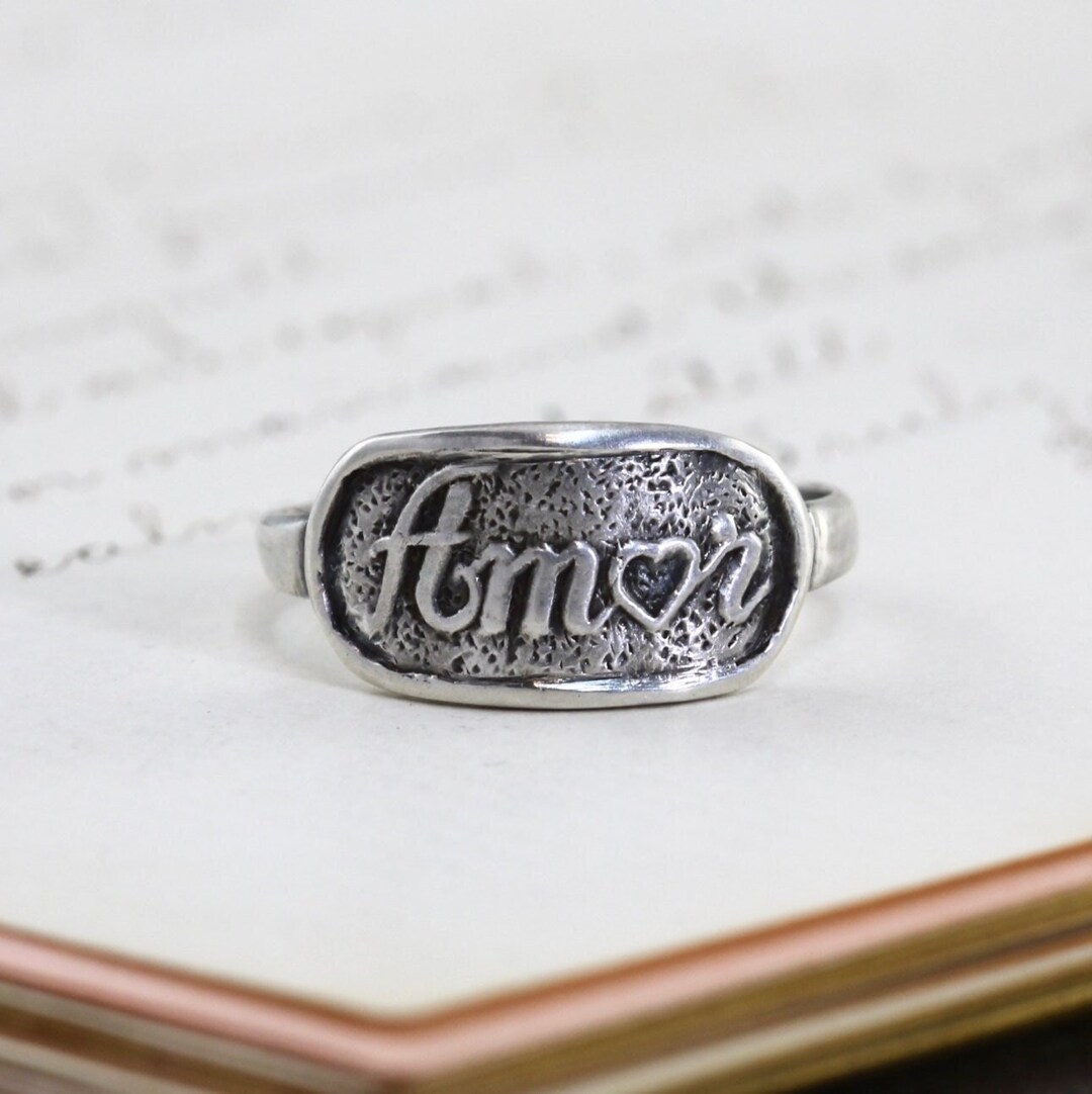 Handmade Sterling Silver Love Token Signet Ring - Etsy