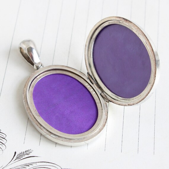 Victorian Sterling Silver & Enamel Roses Locket - Gem