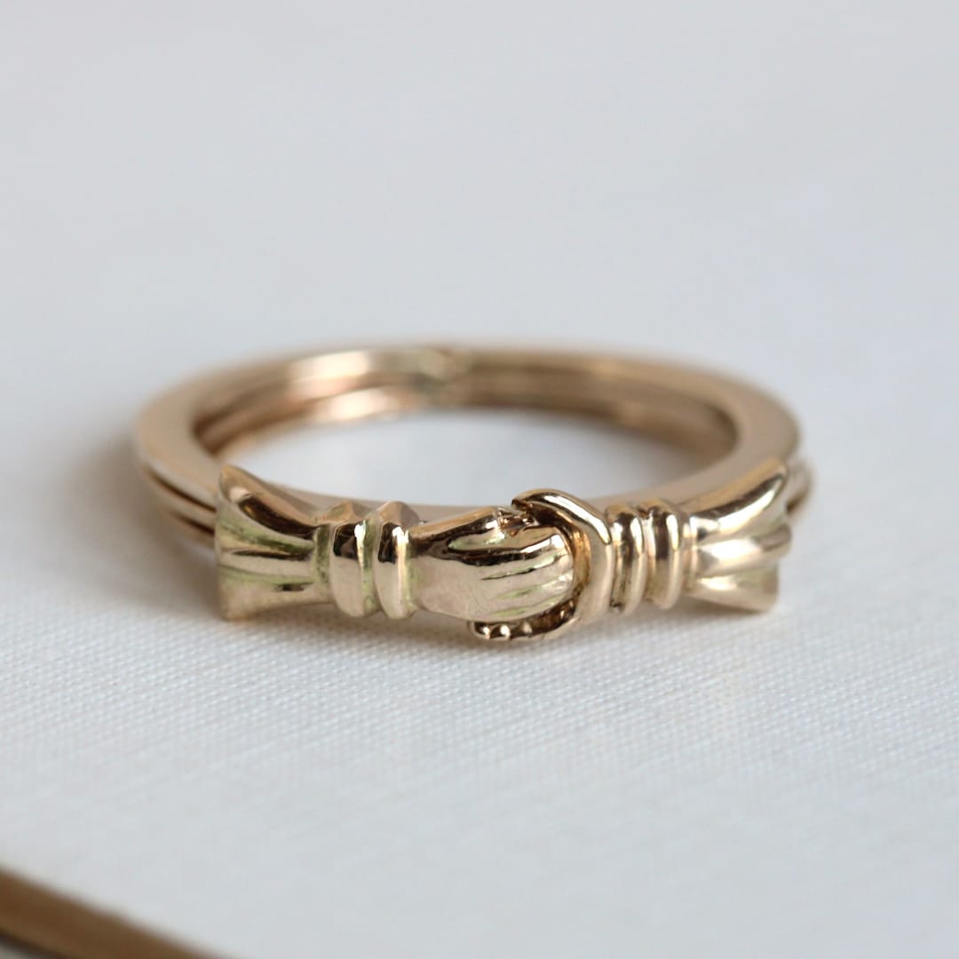 Antique 10k Fede Gimmel Ring, Hands Clasped Hidden Heart - Etsy
