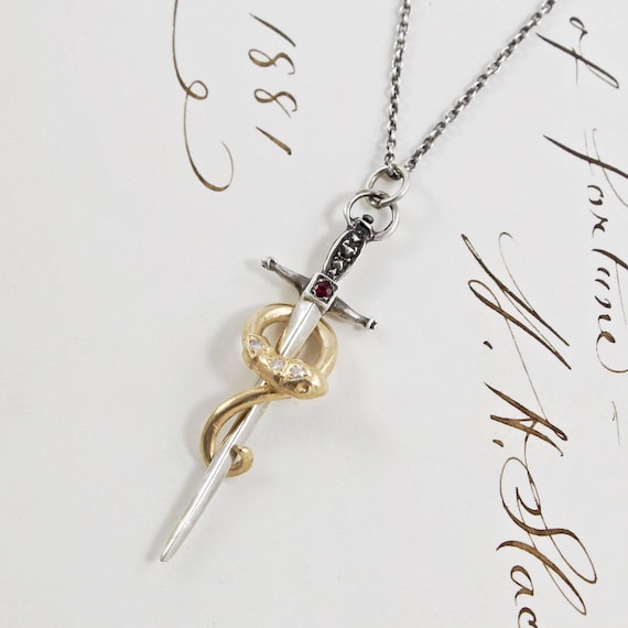 Etsy sword necklace store