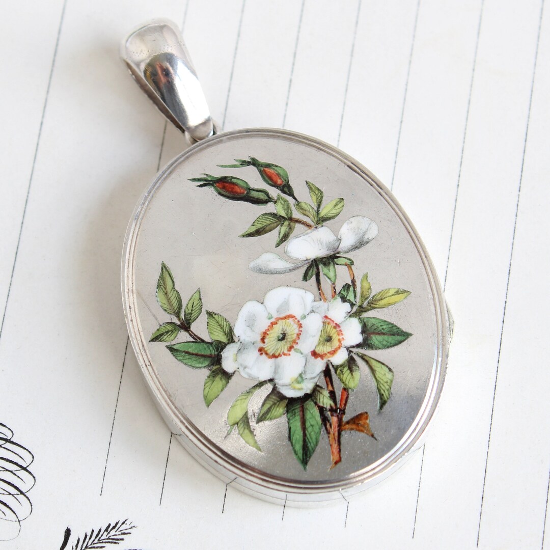 Victorian Sterling Silver & Enamel Roses Locket - Etsy