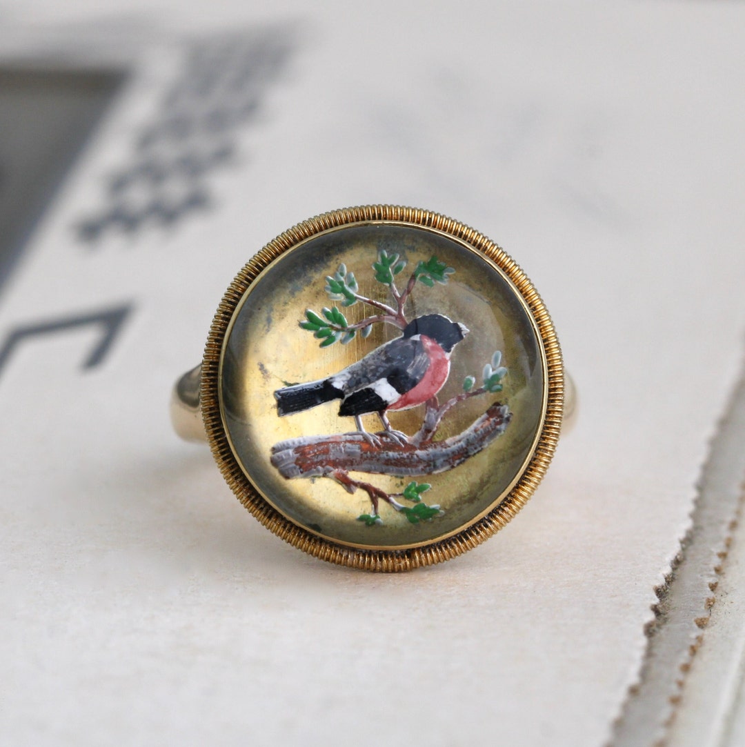 Antique 14k Essex Crystal Song Bird Ring - Etsy
