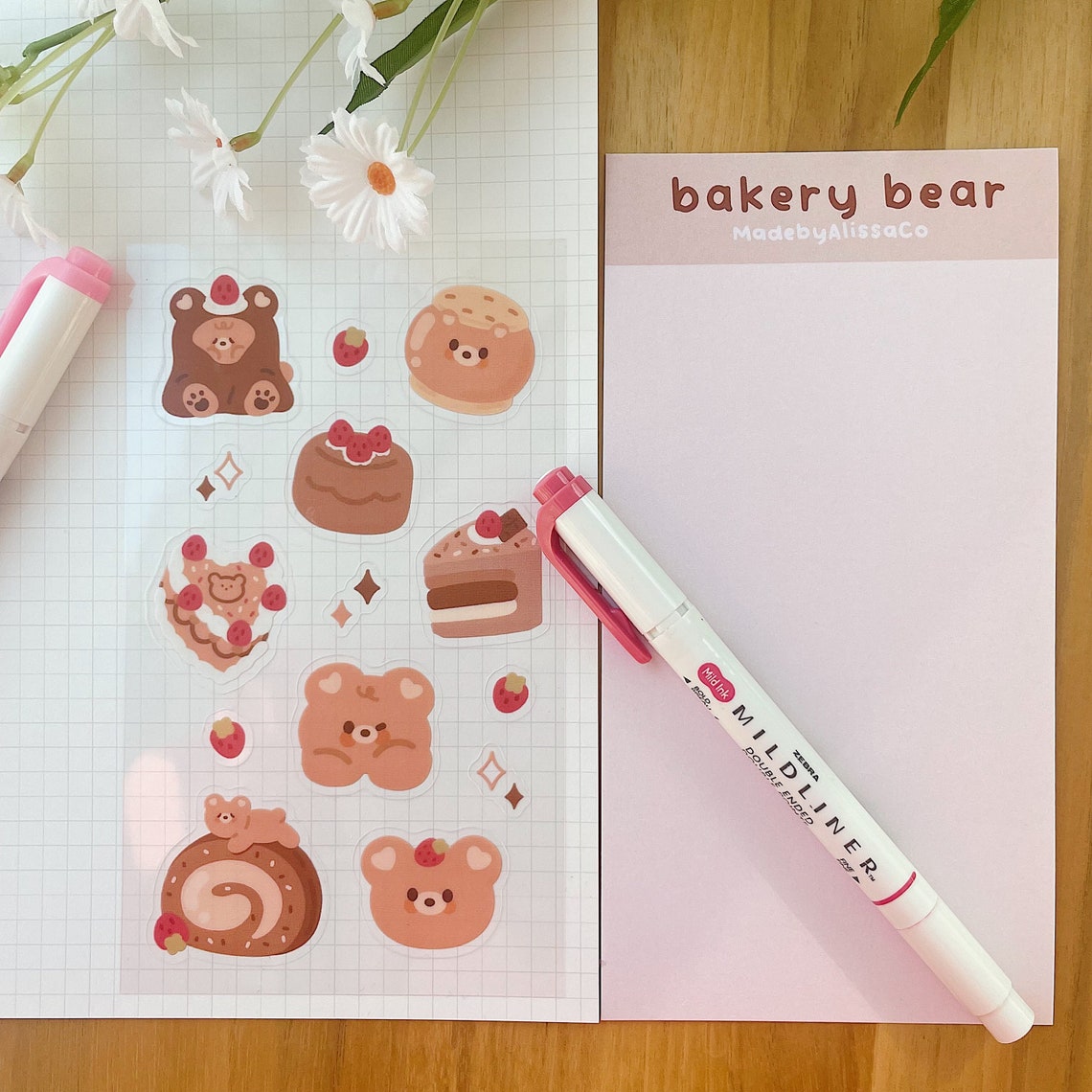 Bakery Bear Sticker Sheet Cute Sticker Sheet Translucent - Etsy
