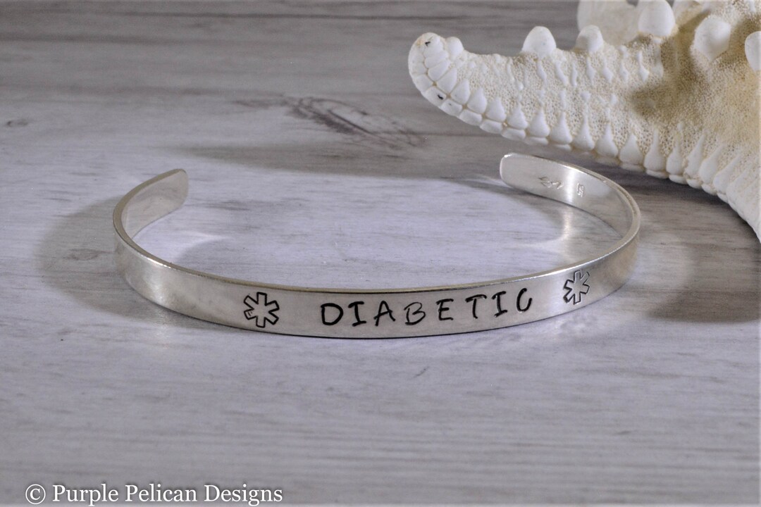 Diabetic Medical Alert Cuff Bracelet Personalized - Etsy