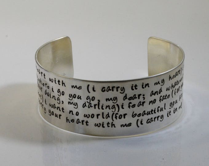 I Carry Your Heart With Me...e.e. Cummings Poem Cuff Bracelet - Etsy
