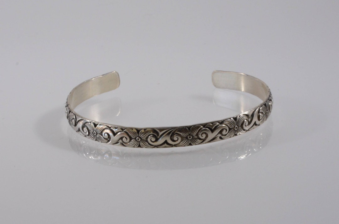 Sterling Silver Bracelet - Swirls and Blooms Pattern - Etsy