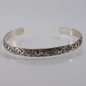 Sterling Silver Bracelet - Swirls and Blooms Pattern - Etsy