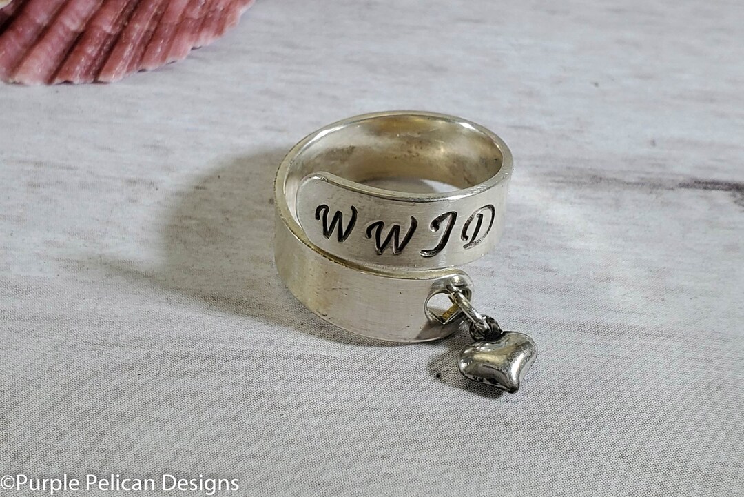 Sterling Silver Charm Ring - WWJD - What Would Jesus Do - Etsy