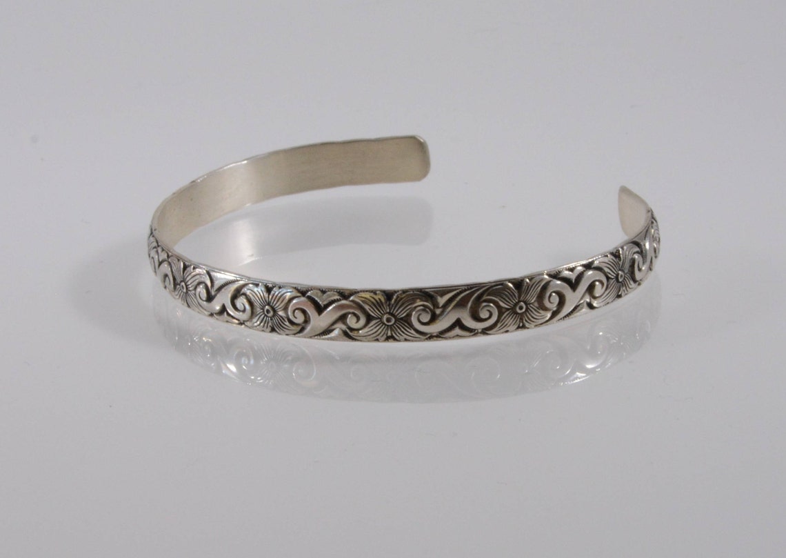 Sterling Silver Bracelet Swirls and Blooms Pattern | Etsy