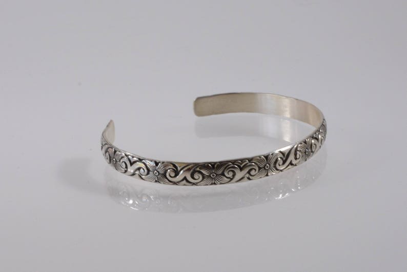 Sterling Silver Bracelet - Swirls and Blooms Pattern - Etsy