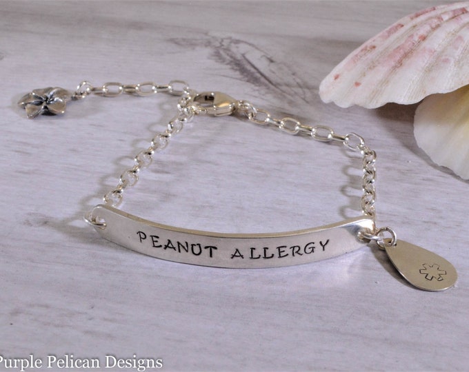 Peanut Allergy Medical Alert Sterling Silver Chain Bracelet - Etsy