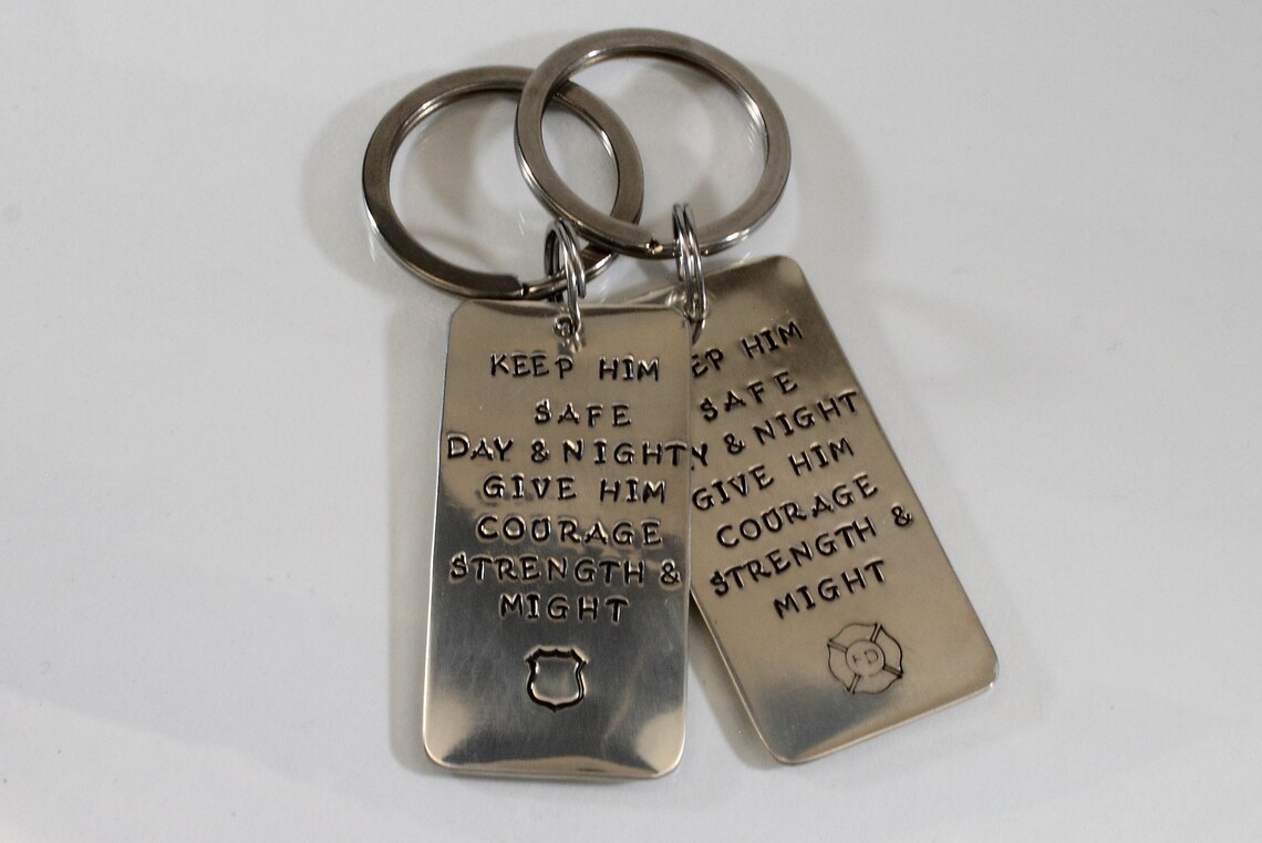 Police Firefighter Military Keychain Keep Him Safe Day & | Etsy