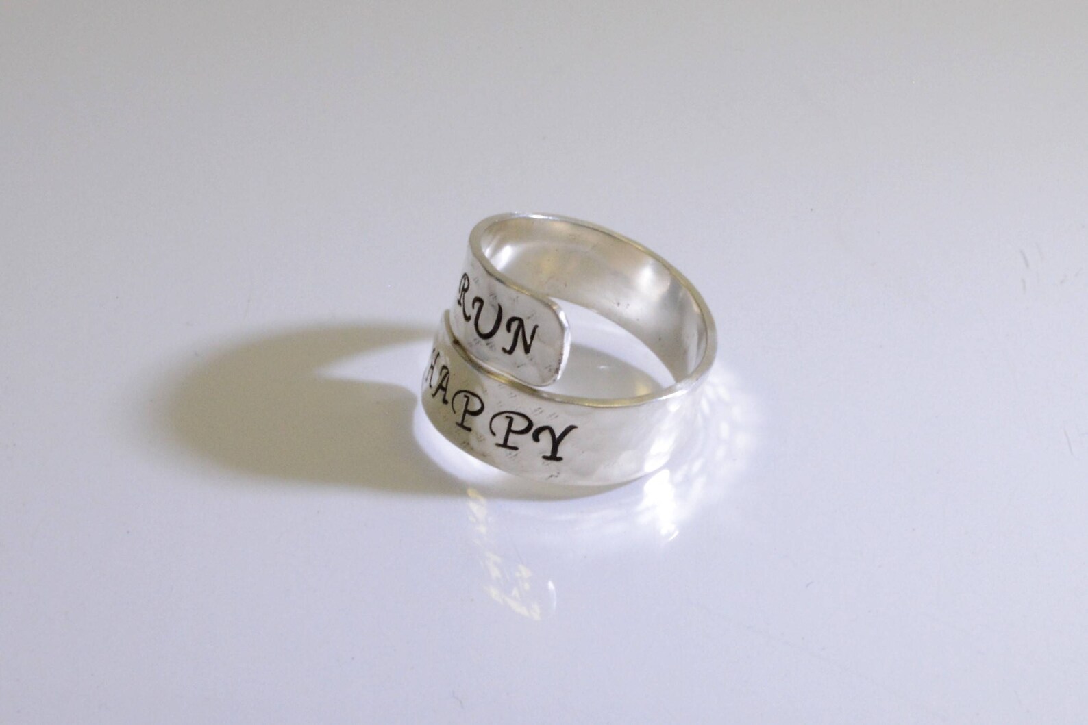 Run Happy Ring Hand Stamped - Etsy
