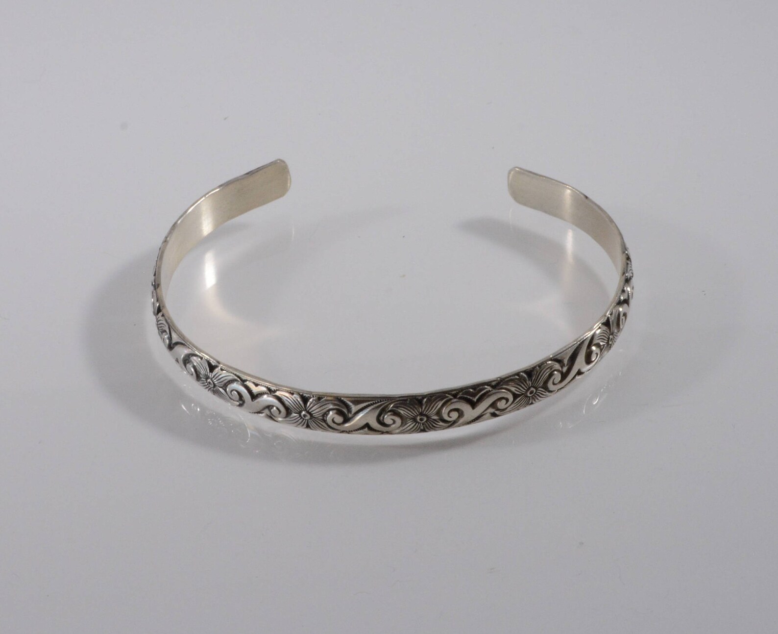 Sterling Silver Bracelet Swirls and Blooms Pattern | Etsy