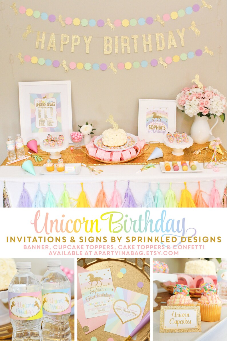 Unicorn Name Party Sign Name Tags Unicorn Name Party Game - Etsy