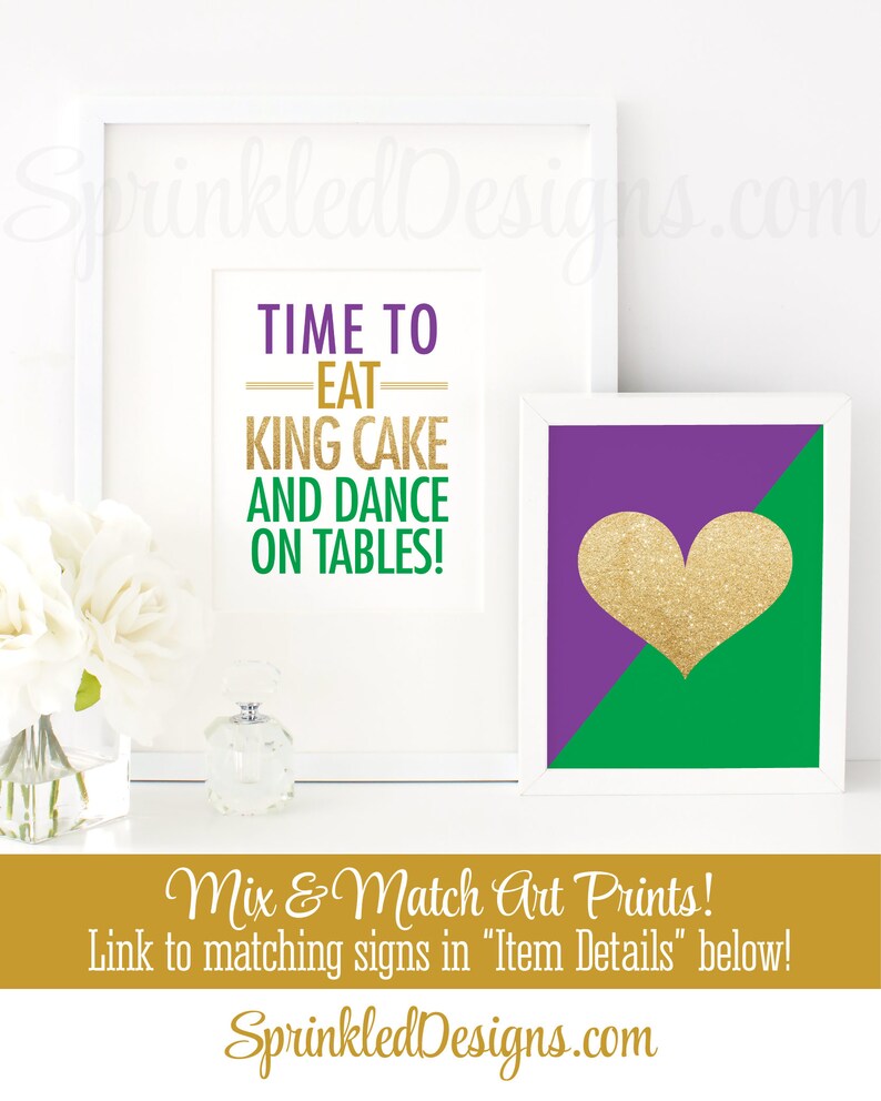 Mardi Gras Decorations Time to Eat King Cake Dance On Tables | Etsy