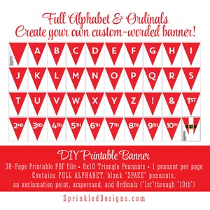 Printable DIY Christmas Pennant Banner FULL ALPHABET Custom | Etsy