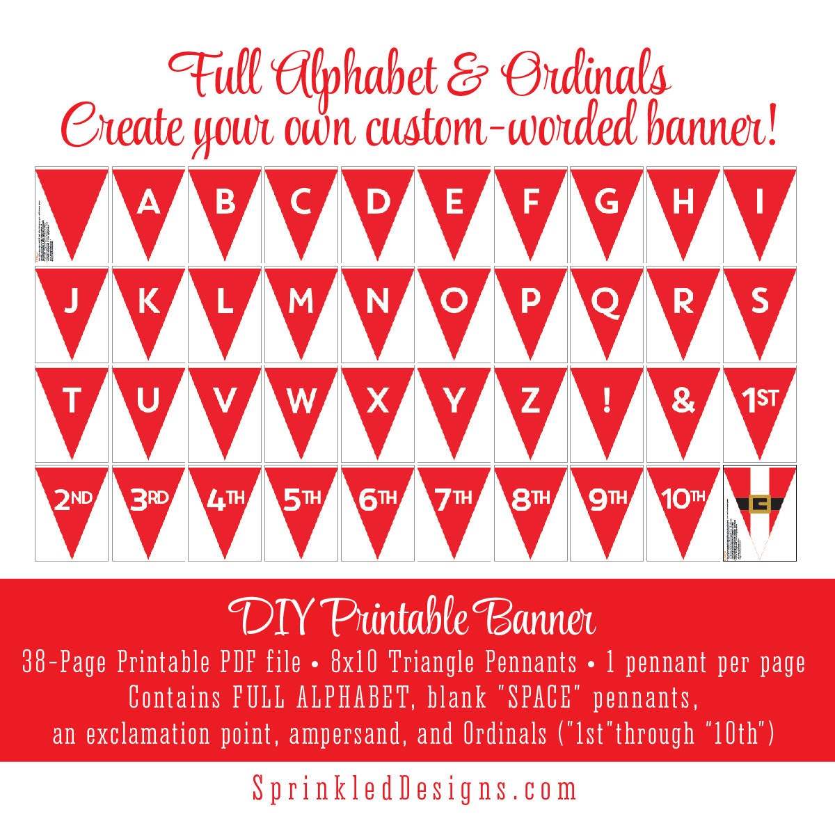 Printable DIY Christmas Pennant Banner FULL ALPHABET Custom | Etsy