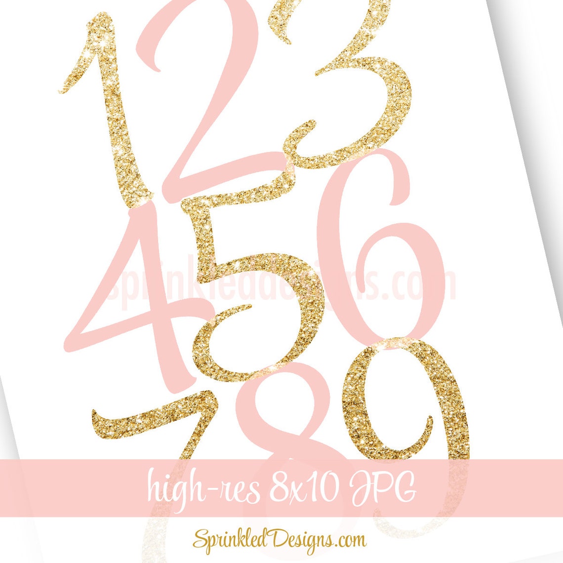 Nursery Decor Pink & Gold Numbers Printable 8x10 Sign Baby | Etsy