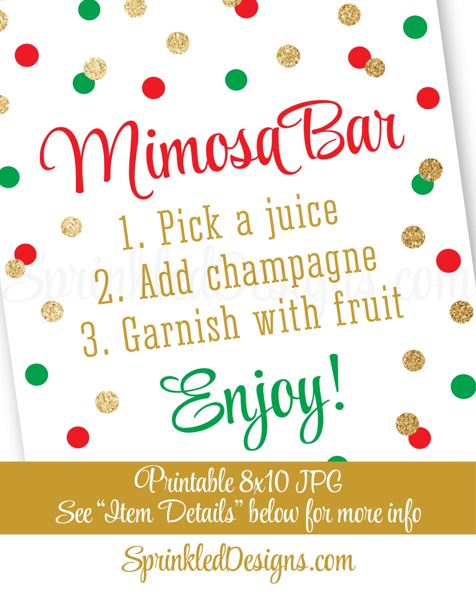 Christmas Mimosa Bar Sign Holiday Mimosa Sign Printable | Etsy