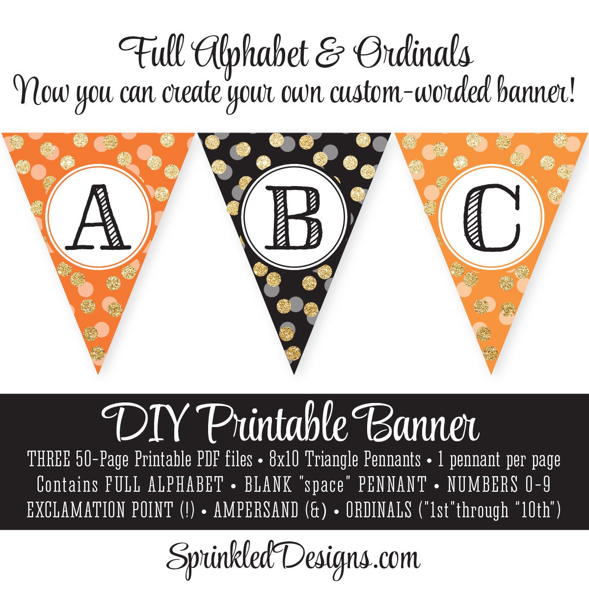 Printable Halloween Pennant Banner FULL ALPHABET Custom Eat | Etsy